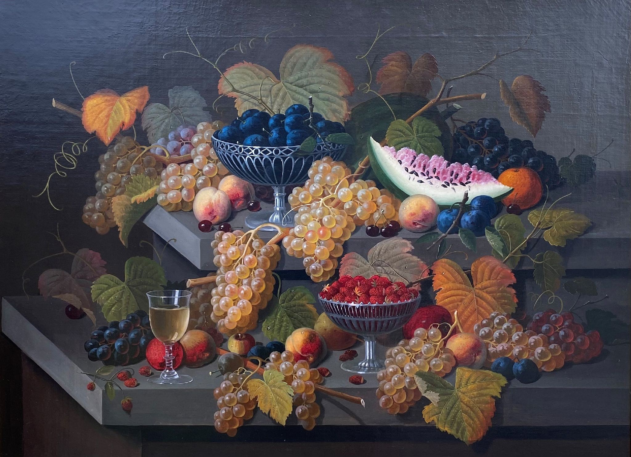 Severin Roesen | Still Life with Fruit and Wine | | The Cooley Gallery